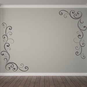 Corner Wall Decor, Corner Wall Decals, Swirl Designs, Scroll Decal ...