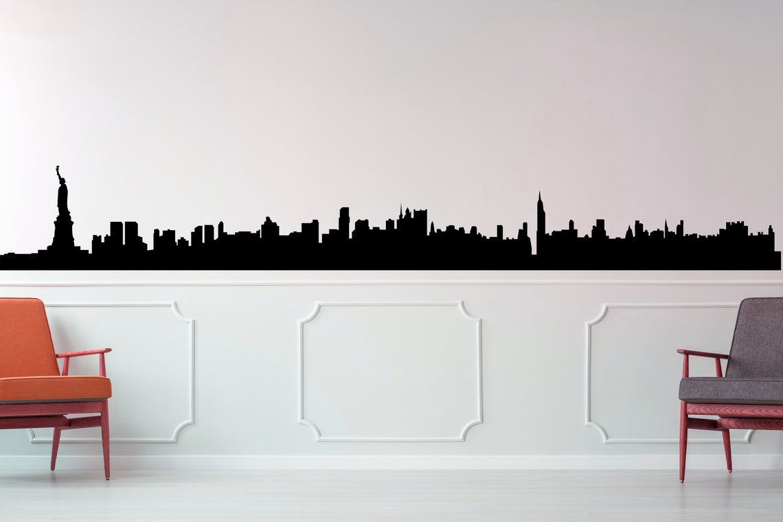 New York City Skyline Decal, Statue of Liberty Decor, NYC City Wall Art ...