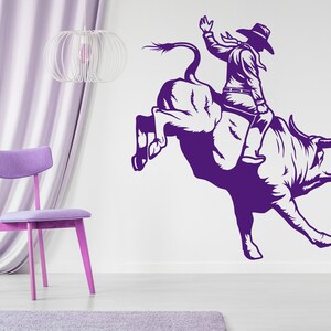 Bull Rider Wall Decal, Rodeo Wall Art, Cowboy Wall Decor, Western ...