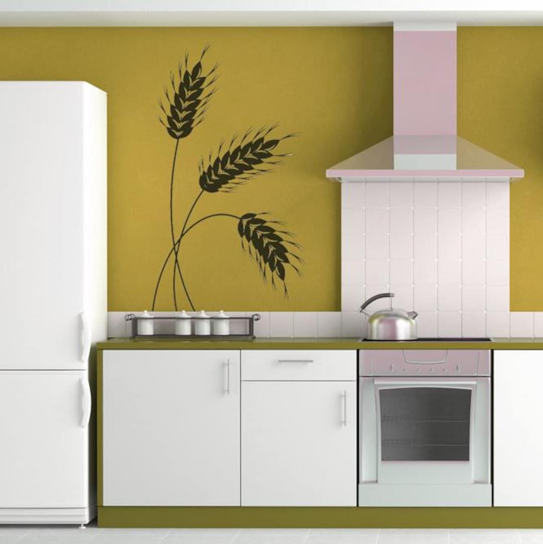 Wheat Wall Decal, Farmhouse Art, Wheatgrass Grass Design Rustic Dining ...