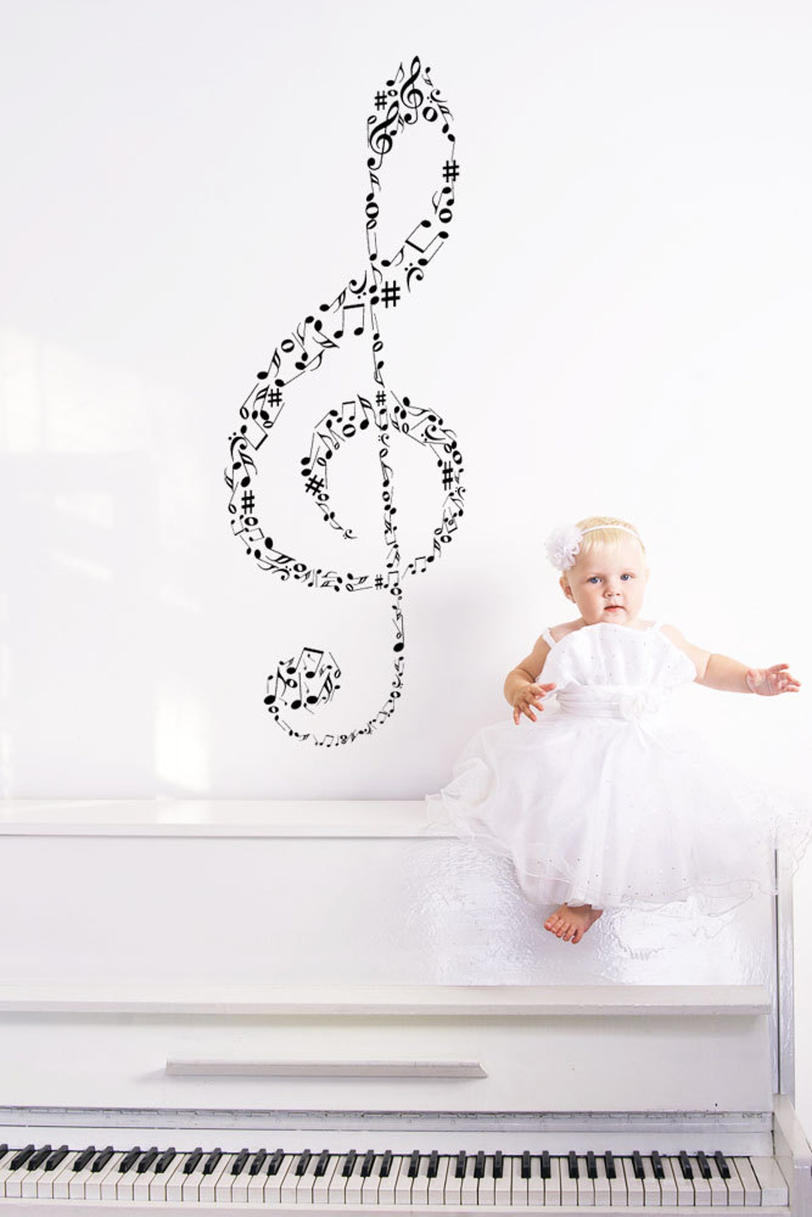 Music Notes Wall Art Treble Clef Decal Musical School - Etsy