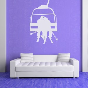 Ski Lift Wall Art, Ski Decor, Couples Gifts, Ski Lift Chair Decal, Ski ...