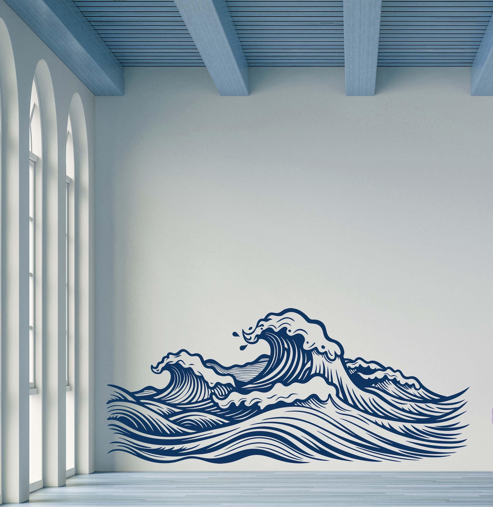 Ocean Waves Wall Art, Waves Wall Decal, Ocean Waves Wall Decor, Beachy ...