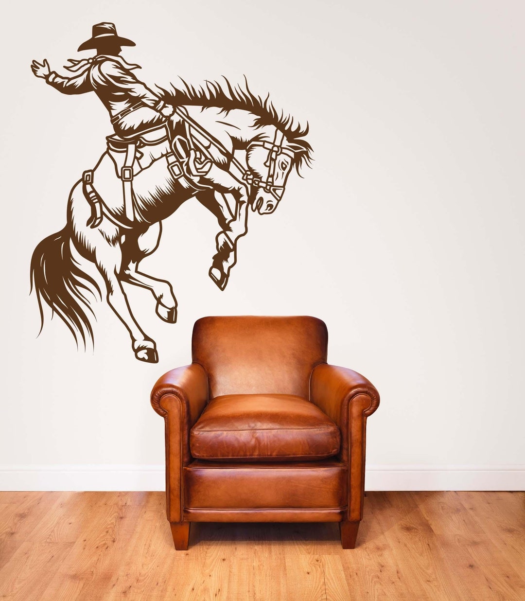 Cowboy and Horse Wall Decal, Rodeo Wall Art, Bucking Bronco Wall Decor ...