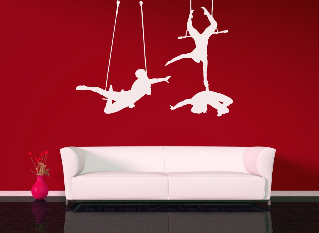 Trapeze Wall Decal, Circus Art, Acrobat Decor, Aerialist Silhouette ...