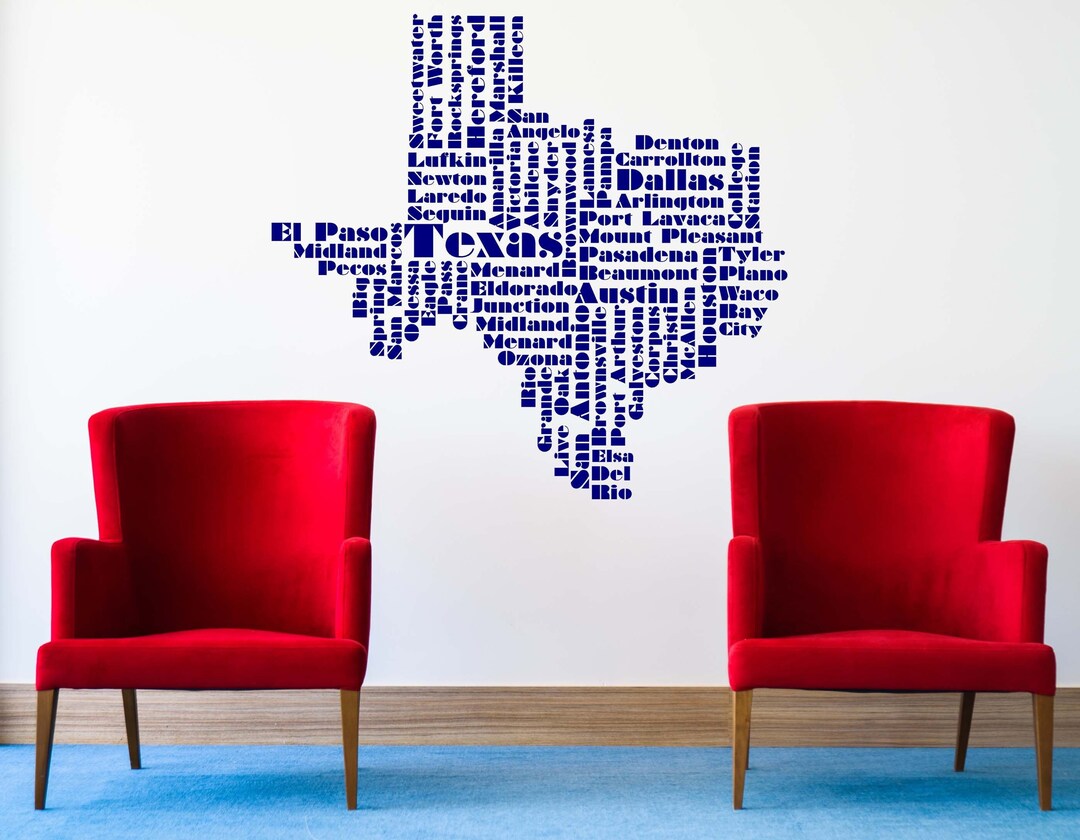 Texas Wall Art, Texas Decal, State Decorations, USA Art, Bachelor Pad ...