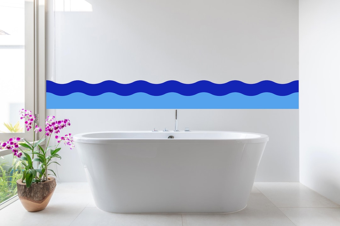 Ocean Waves Decal, Waves Border Design, Scallop Wall Trim, Coastal Wall ...