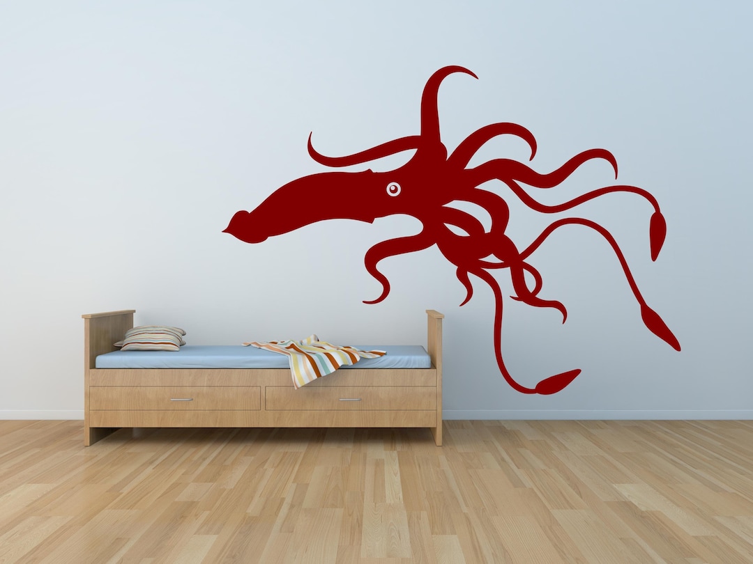 Squid Wall Art, Squid Decal, Aquarium Decoration, Party Design, Ocean ...