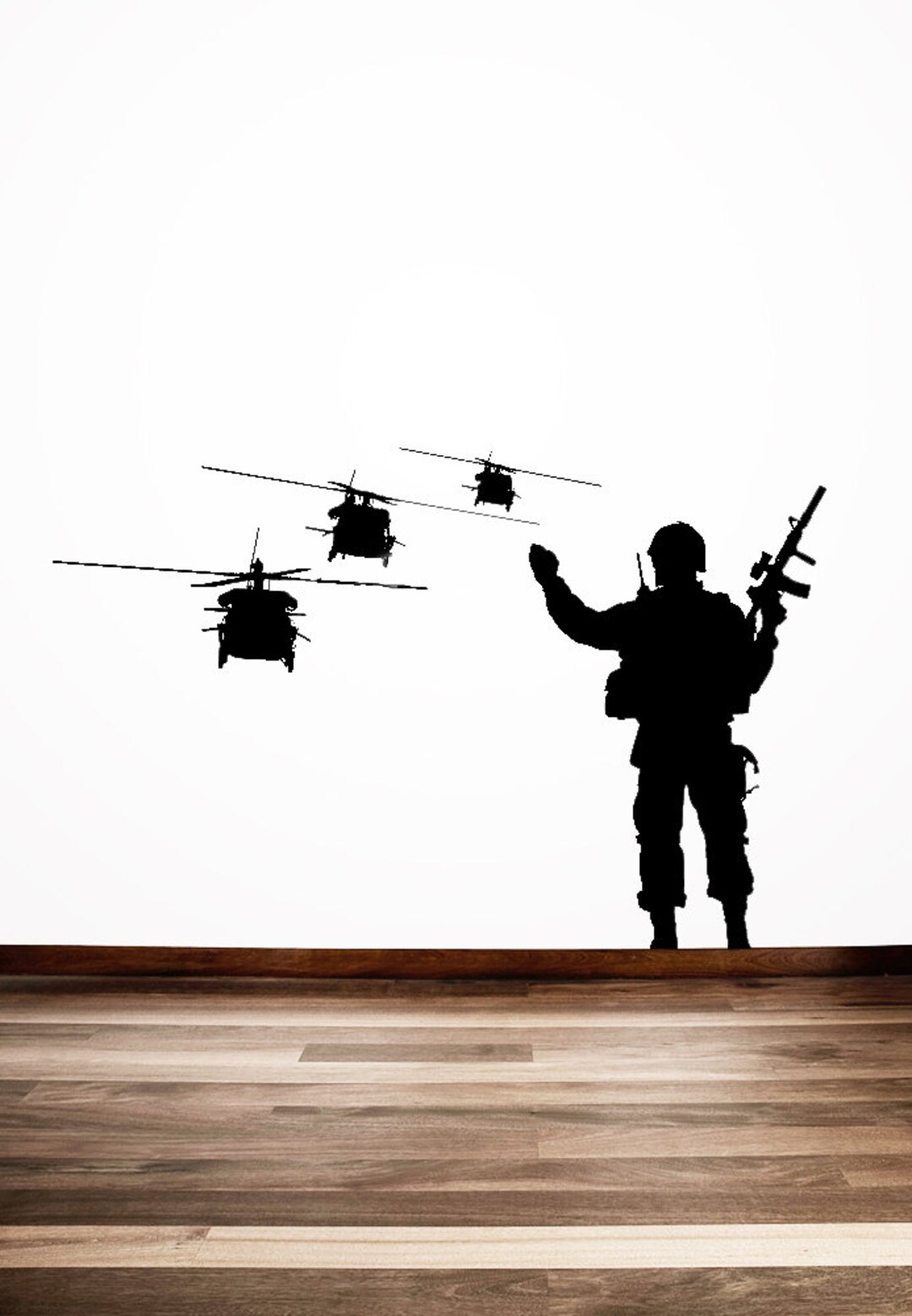 Military Wall Decal, Soldier Silhouette, Deployed Dad Art, Helicopter ...