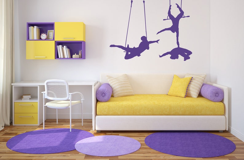 Trapeze Wall Decal, Circus Art, Acrobat Decor, Aerialist Silhouette ...