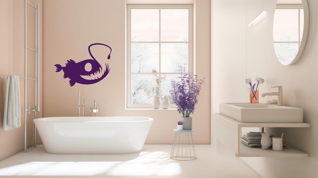 Angler Fish Sticker, Angler Fish Wall Decor, Anglerfish Wall Decal ...