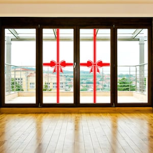 Bow Window Decal, Ribbon Wall Decor, Gift Wrap Wall Art, Holiday Door ...