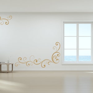 Corner Wall Decor, Corner Wall Decals, Swirl Designs, Scroll Decal ...