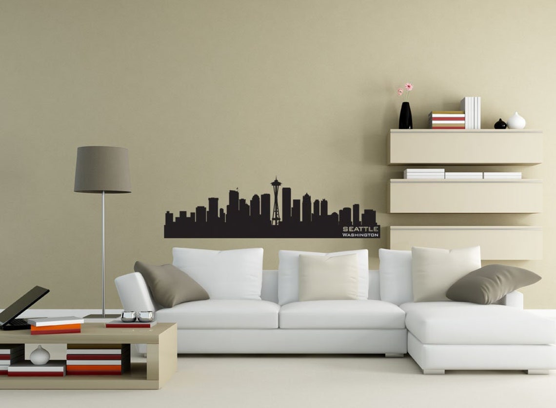Seattle Art Seattle Skyline Decal Washington Skyline Decal - Etsy