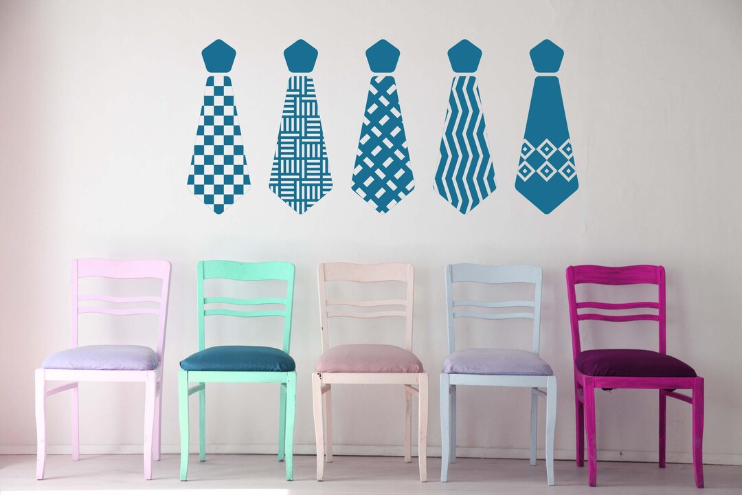 Necktie Wall Decals, Men's Tie Wall Art, Geometric Tie Wall Decor ...