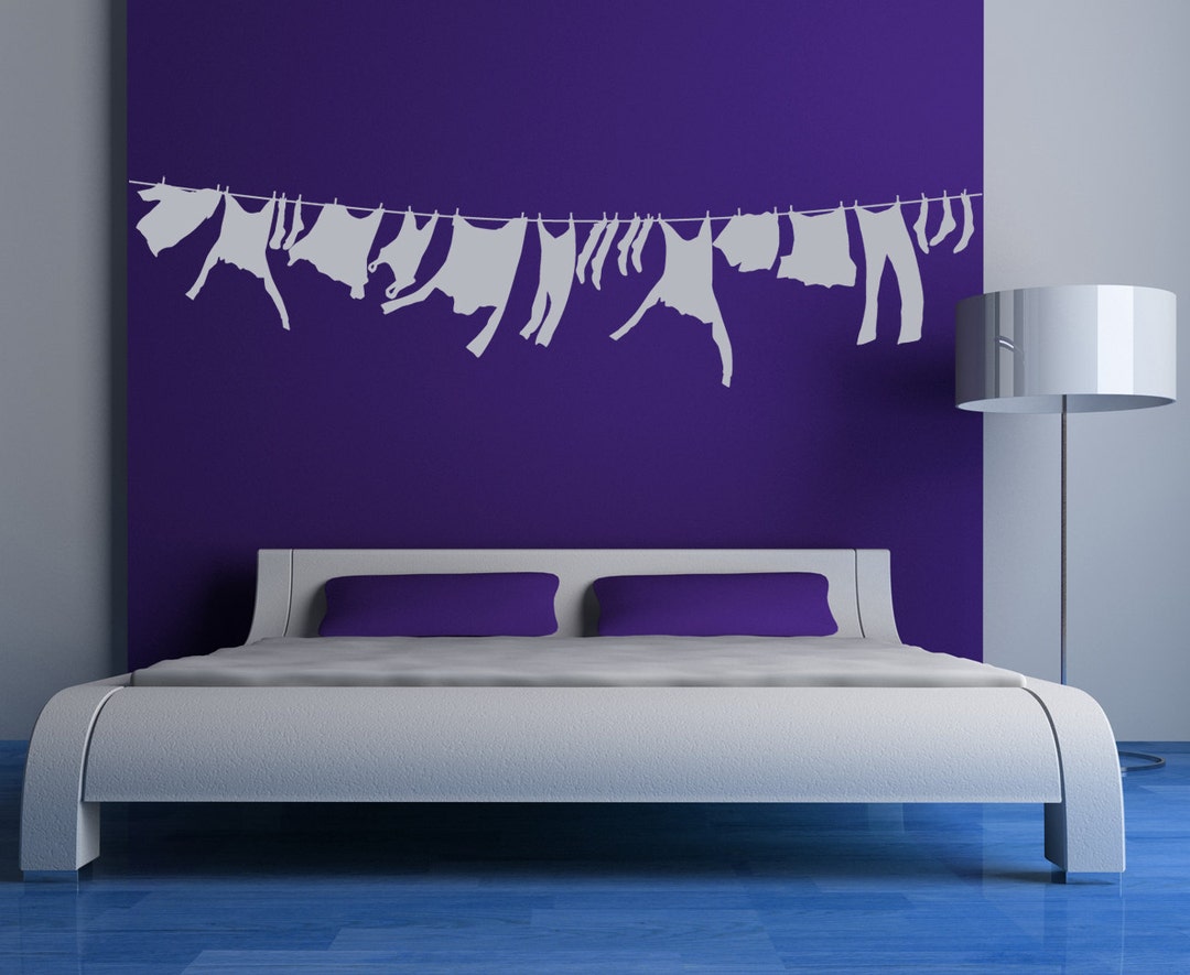 Laundry Room Decor, Clothesline Wall Decal, Laundry Line Wall Decor ...