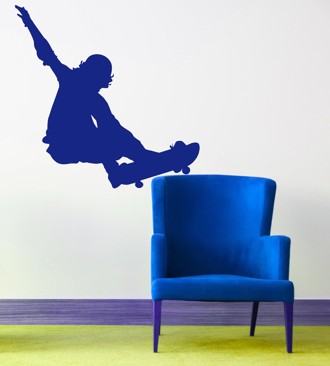 Skateboard Wall Art, Skateboarding Wall Decal, Skateboarder Figure ...