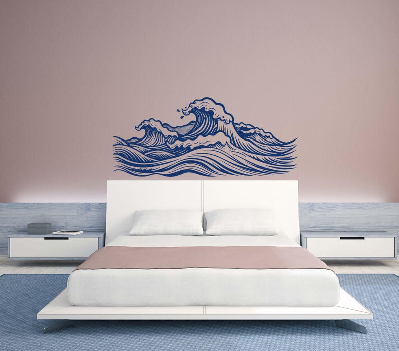Ocean Waves Wall Art, Waves Wall Decal, Ocean Waves Wall Decor, Beachy ...