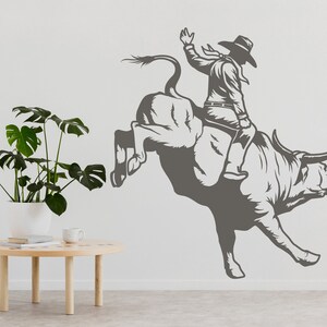 Bull Rider Wall Decal, Rodeo Wall Art, Cowboy Wall Decor, Western ...