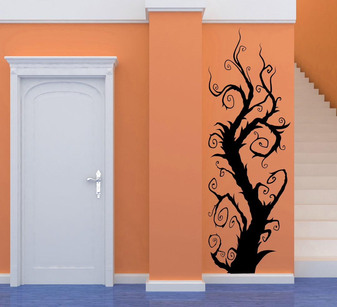 Tree Wall Decal, Whimsical Art, Curly Branches, Twisted Branch, Gothic ...