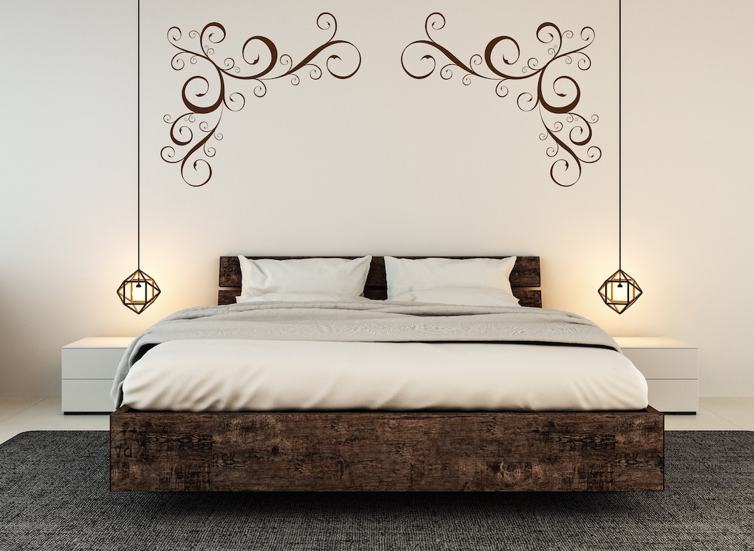 Swirl Wall Decal Set, Scroll Accent for Corners, Baroque Gothic Decals ...