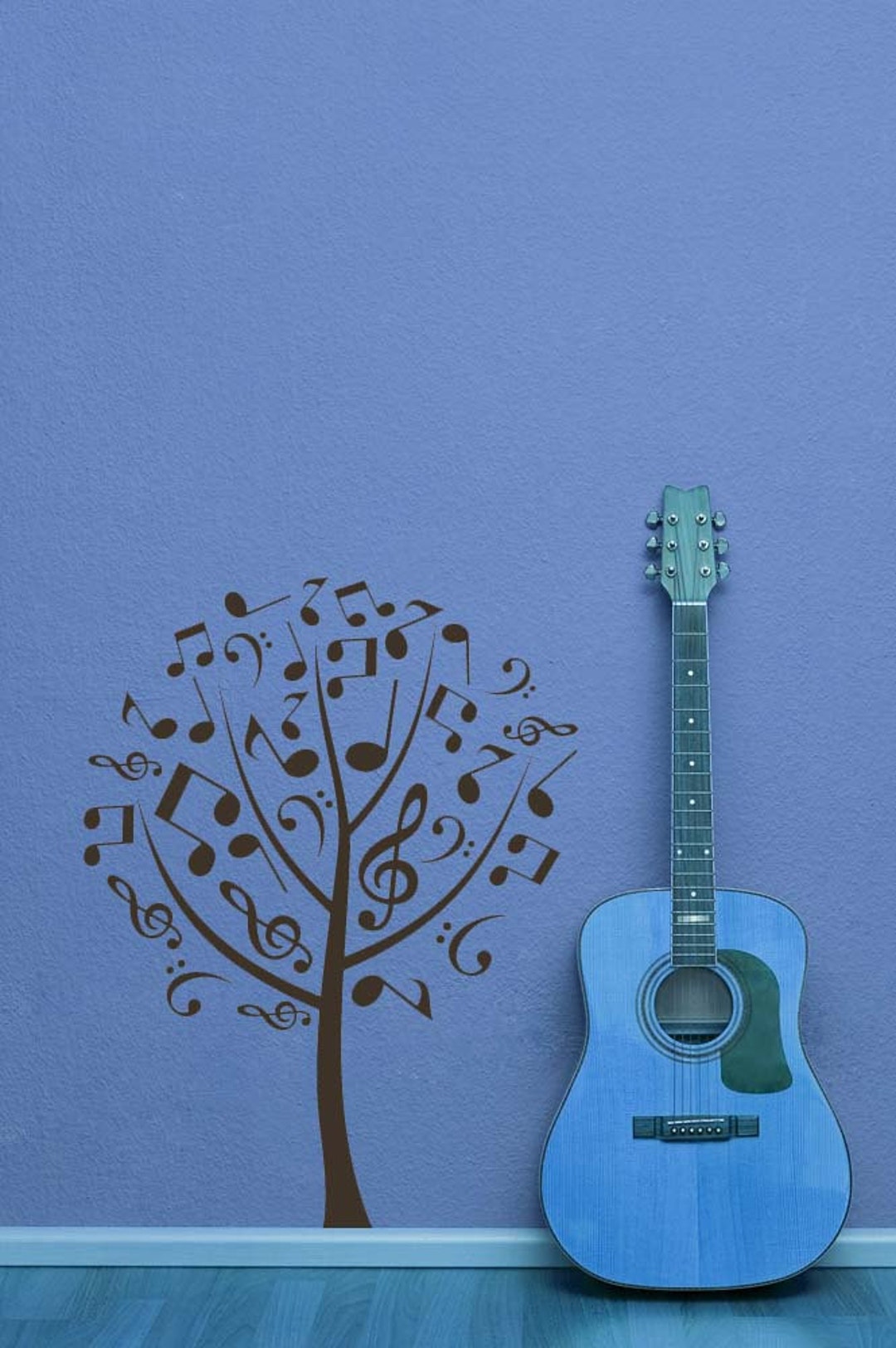 Tree Wall Art, Music Notes Decor, Treble, Bass Clef Decal, Musical ...