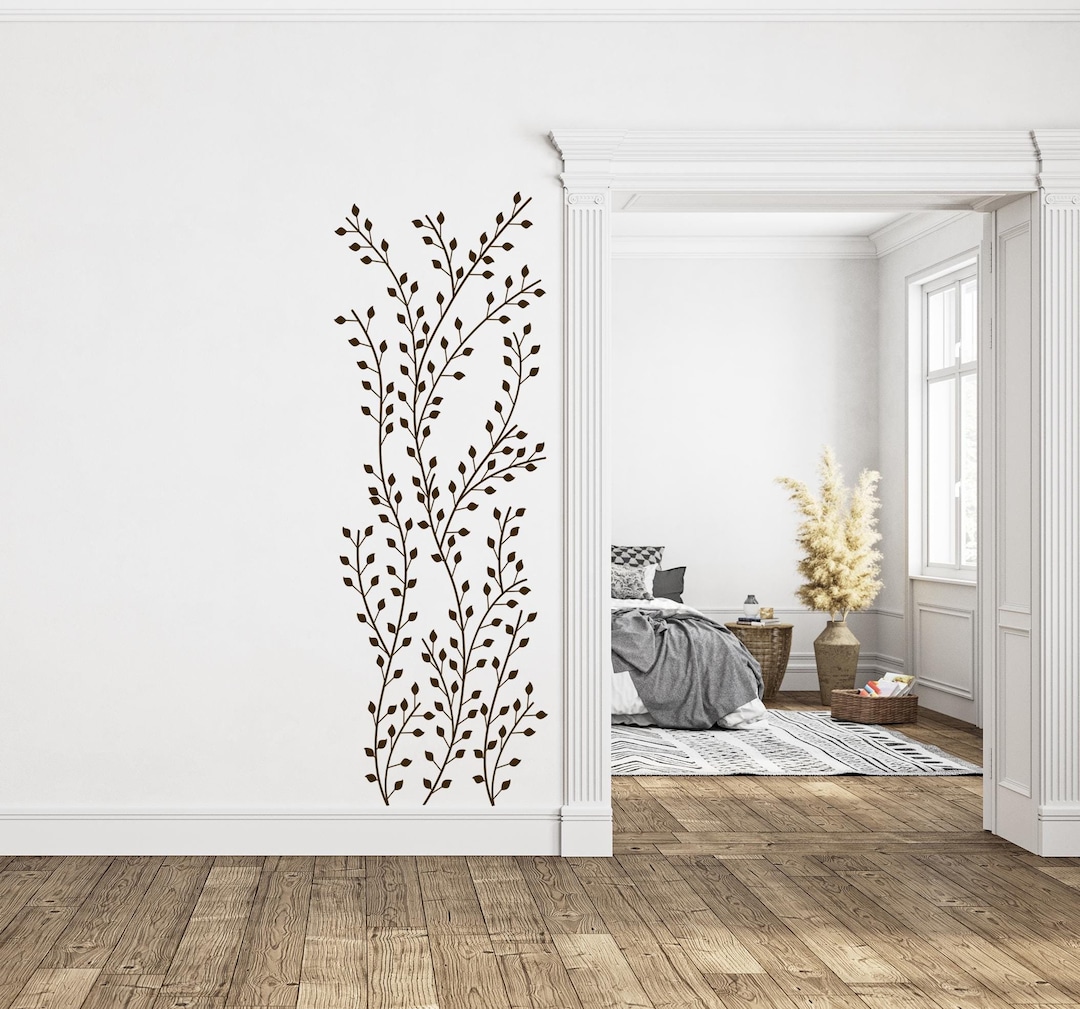 Vine Wall Decal, Tall Narrow Wall Art, Tree Wall Decal, Privacy Screen ...