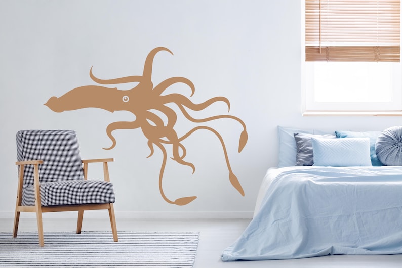 Squid Wall Art, Squid Decal, Aquarium Decoration, Party Design, Ocean ...