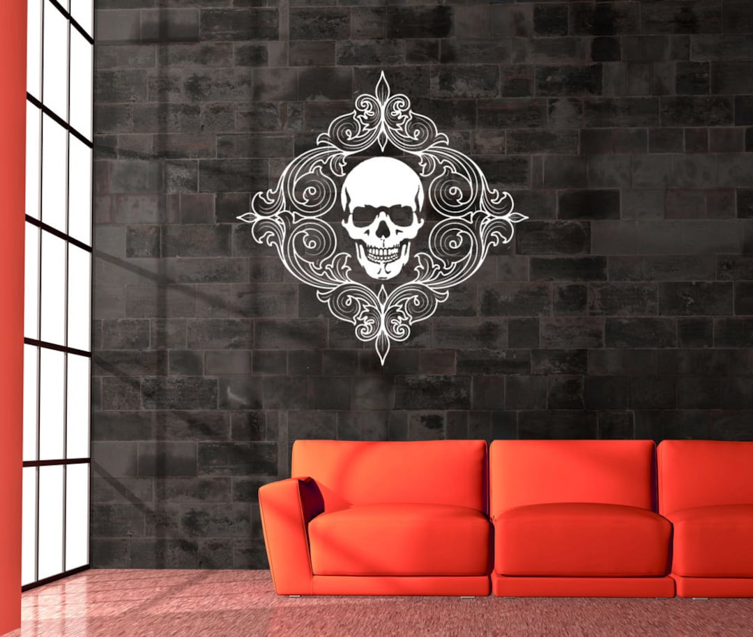 Skull Wall Decal, Gothic Skull Art, Victorian Skull, Vintage Skull ...