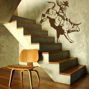 Bull Rider Wall Decal, Rodeo Wall Art, Cowboy Wall Decor, Western ...