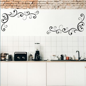 Corner Wall Decor, Corner Wall Decals, Swirl Designs, Scroll Decal ...