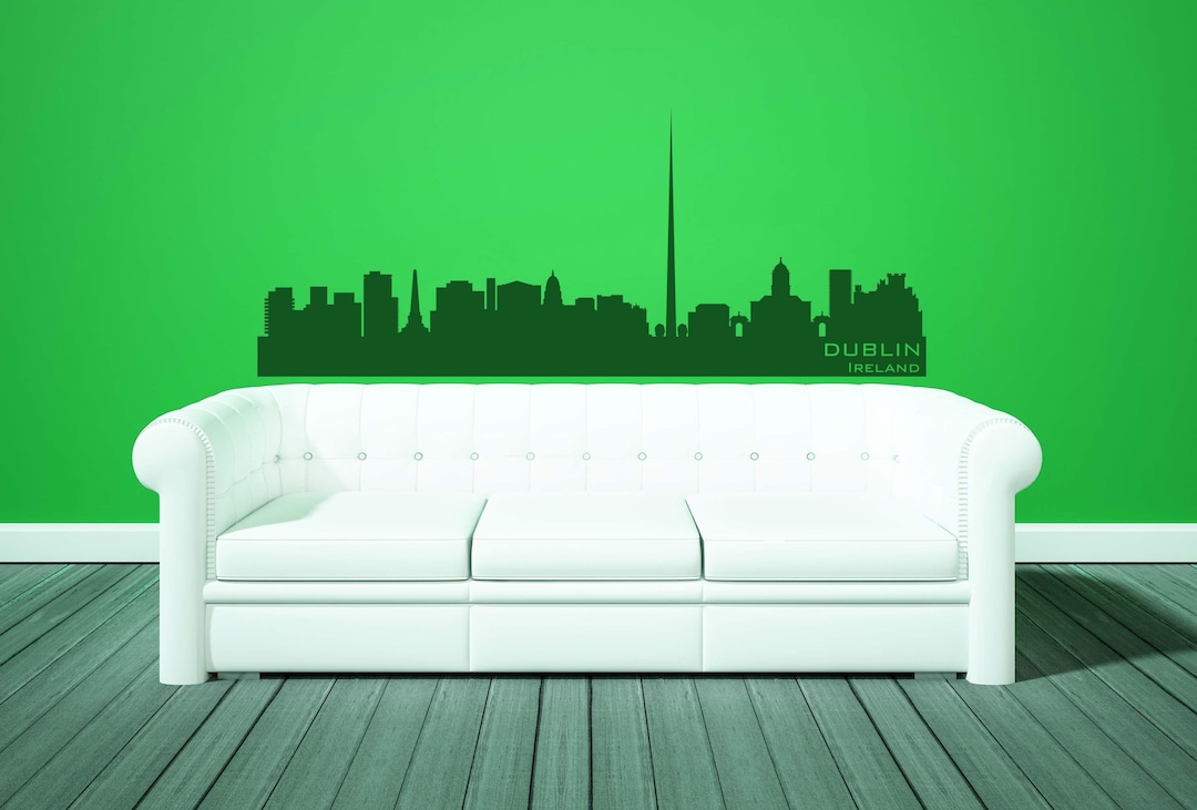 Dublin Skyline Decal, Ireland Skyline Sticker, Irish Wall Decor, Dublin Cityscape Decal, Celtic ...