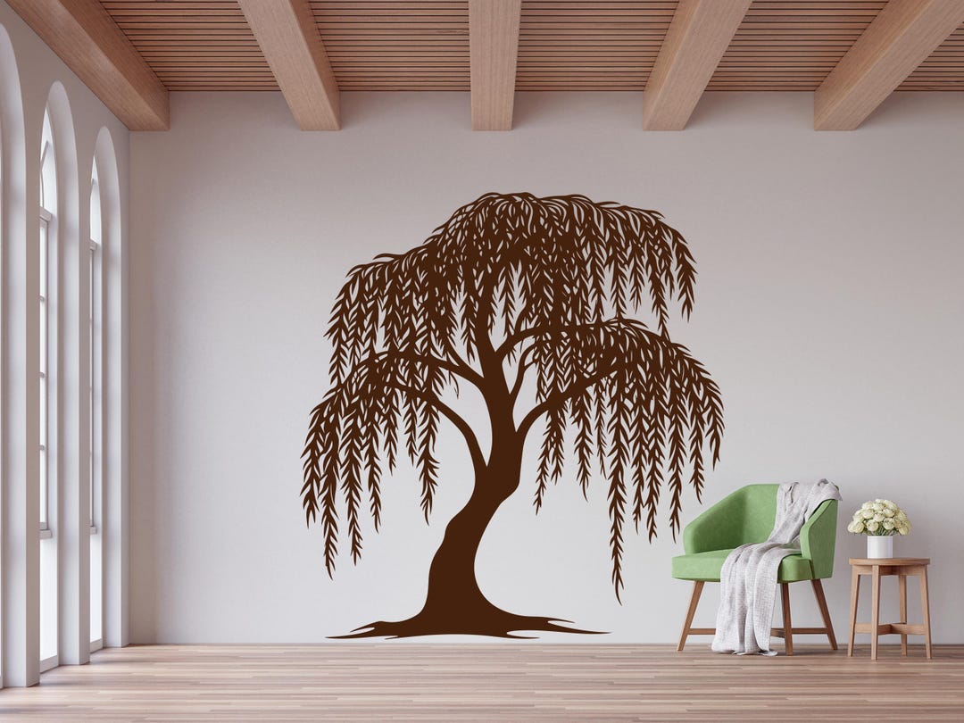 Tree Wall Art, Weeping Willow Decor, Hanging Branches Decal, Tree With ...