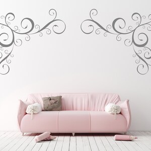 Swirl Wall Decal Set, Scroll Accent for Corners, Baroque Gothic Decals ...