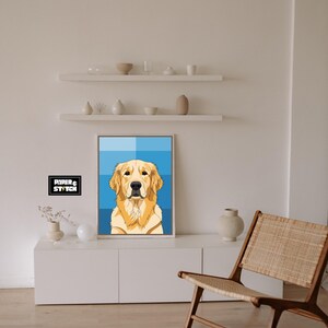 Golden Retriever Portrait Art, Modern Dog Print (digital Download) - Etsy