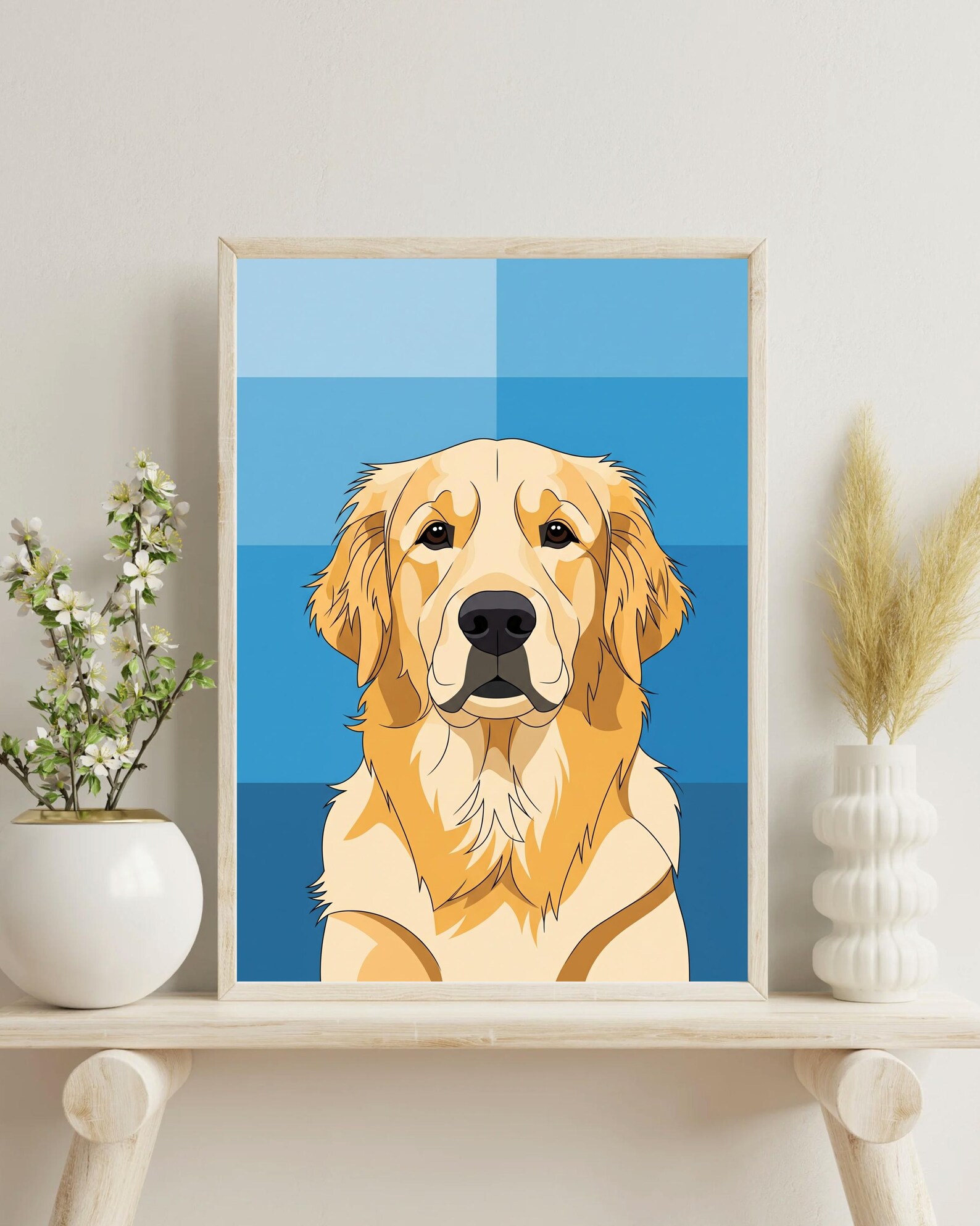 Golden Retriever Portrait Art, Modern Dog Print (digital Download) - Etsy