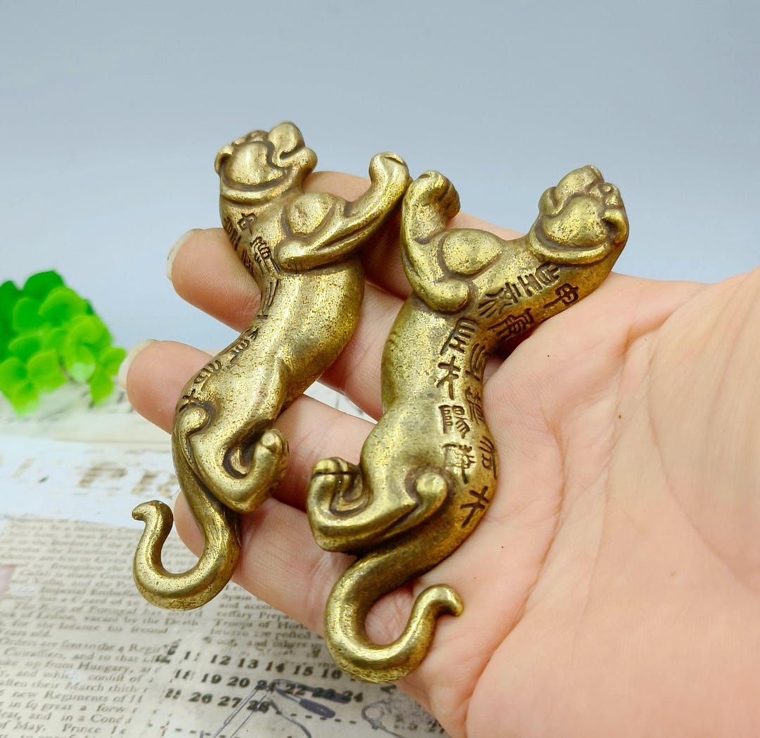 Solid Brass Vintage Old Chinese Tiger Tally/military Tally Paperweight ...