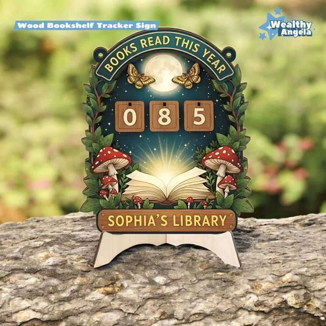 Personalized Wood Bookshelf Tracker Sign, Books Read This Year Counter ...