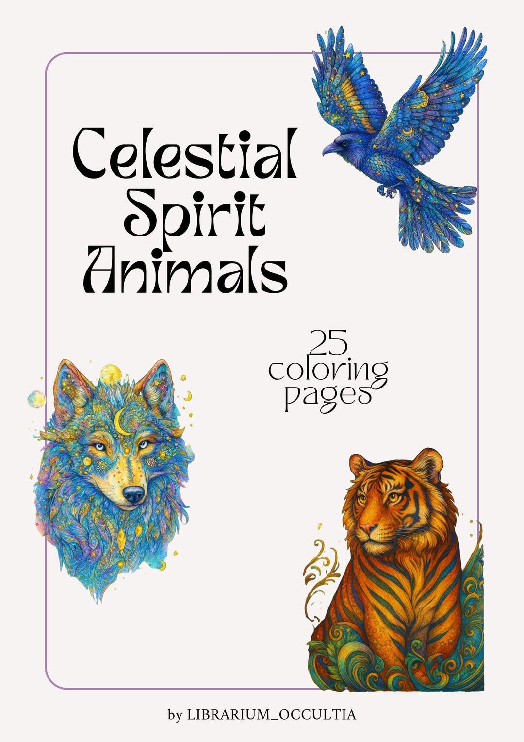 Printable Coloring Book Celestial Spirit Animals PDF Printable Digital ...
