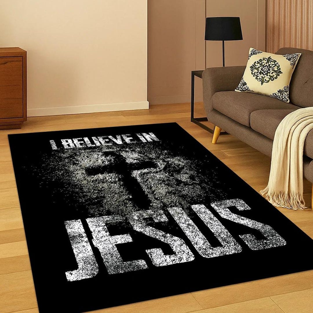 Christian Prayer Rug With Cross & Bible | Jesus Faith Area Rug Non-slip ...
