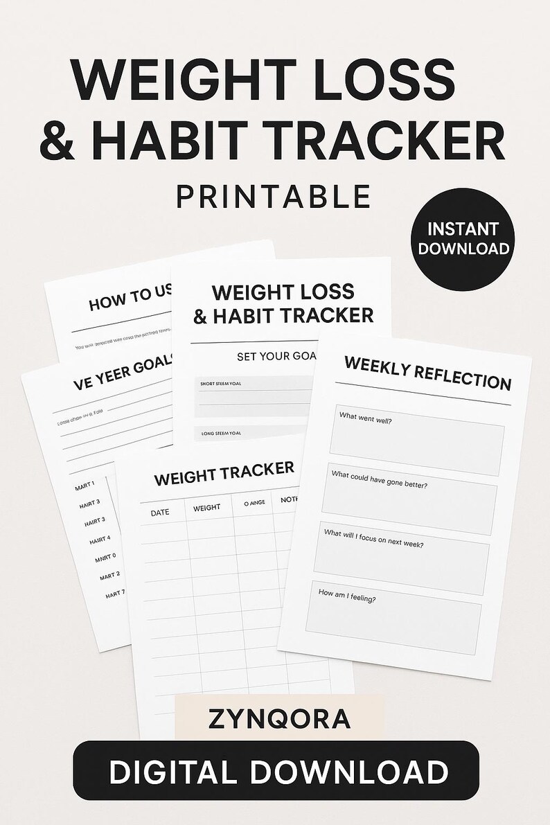 30-day Weight Loss Tracker Printable - Etsy