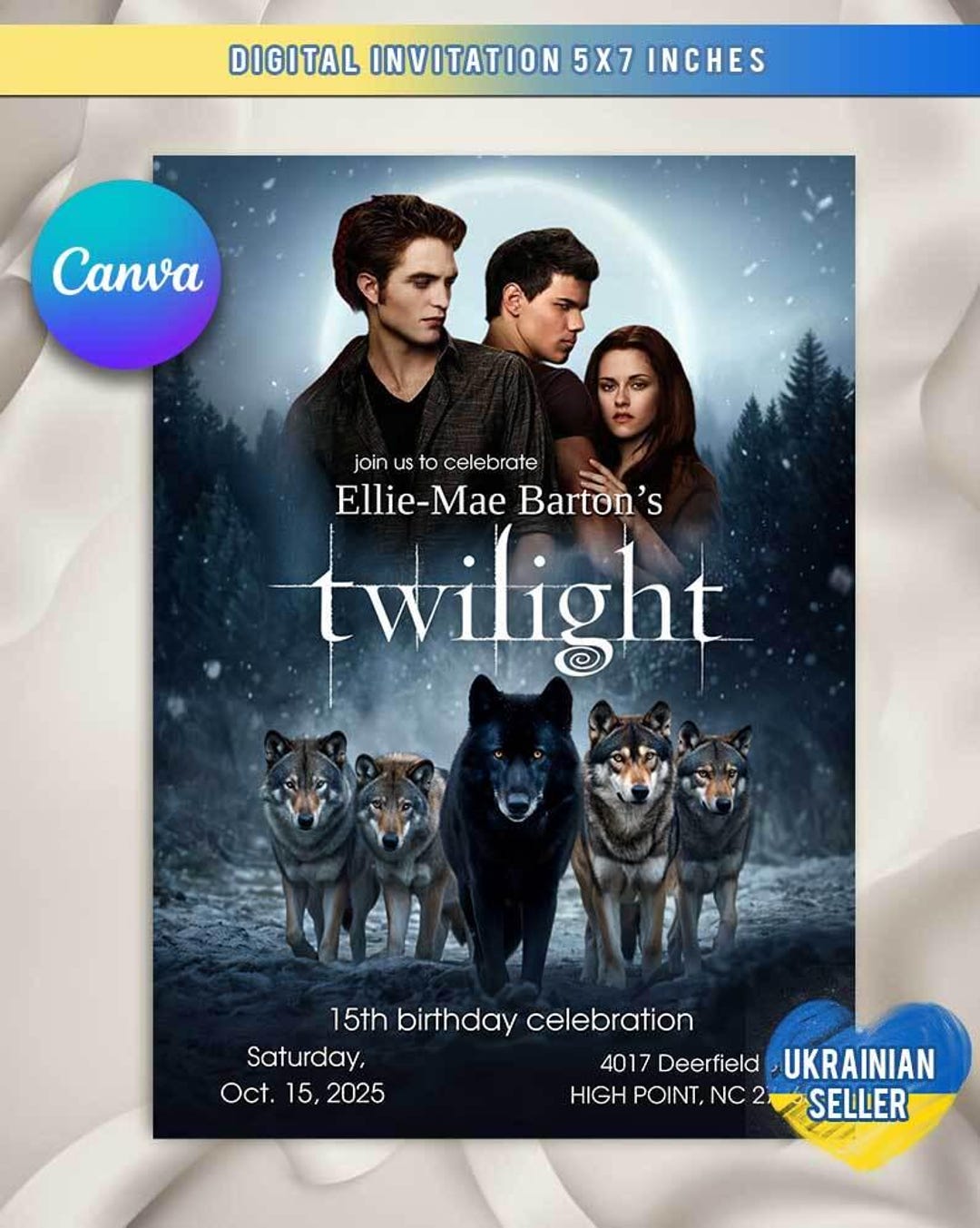 Twilight Birthday Invitation | Vampire Werewolf Party Invite | Teen ...