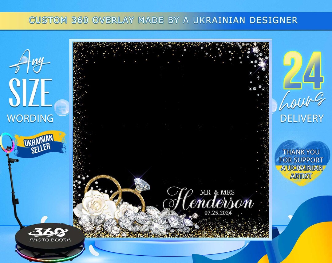 Wedding 360 Photo Booth Overlay | Elegant Floral 360 Overlay | Custom ...