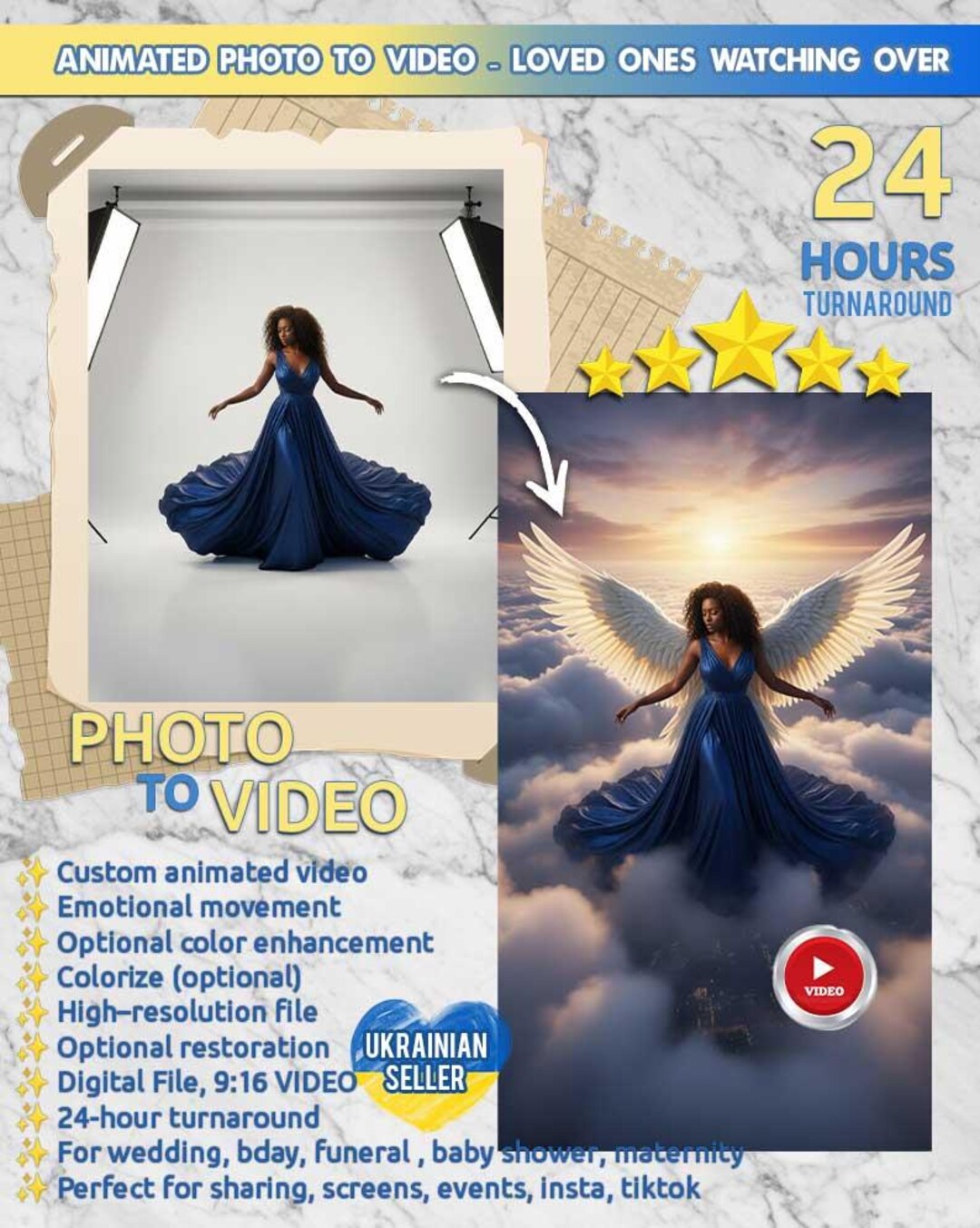 Heaven Photo to Video | Custom Animated Heaven Scene | Loved Ones ...