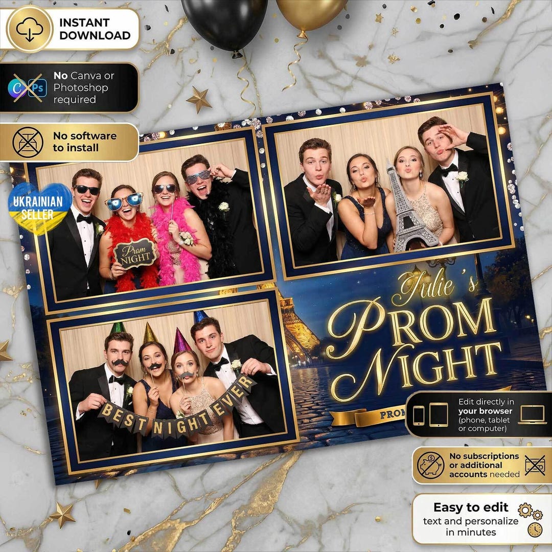 Paris Prom Night Photo Booth Template Prom Send off Photobooth Overlay ...