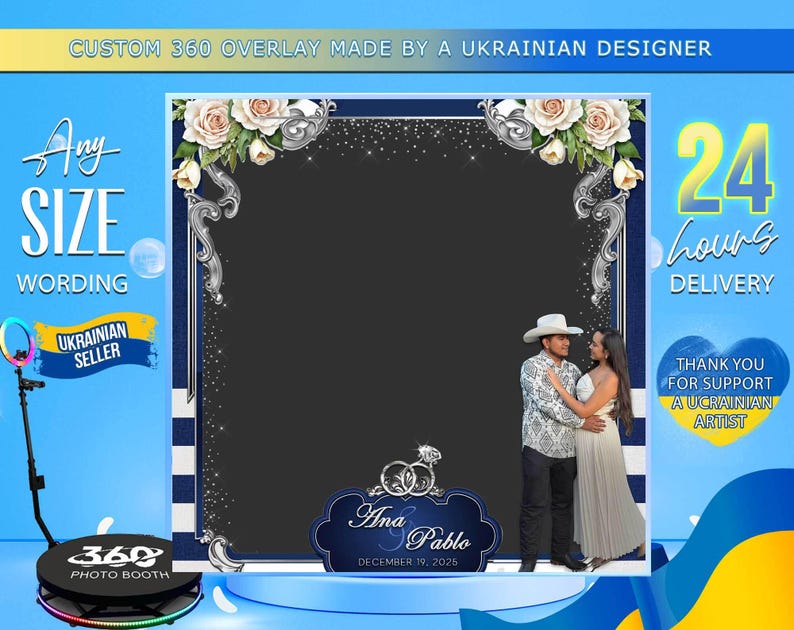 Custom 360 Photo Booth Overlay | Wedding 360 Overlay Frame ...