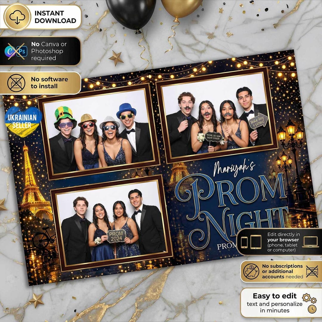 Paris Prom Night Photo Booth Template Prom Send off Photobooth Overlay ...
