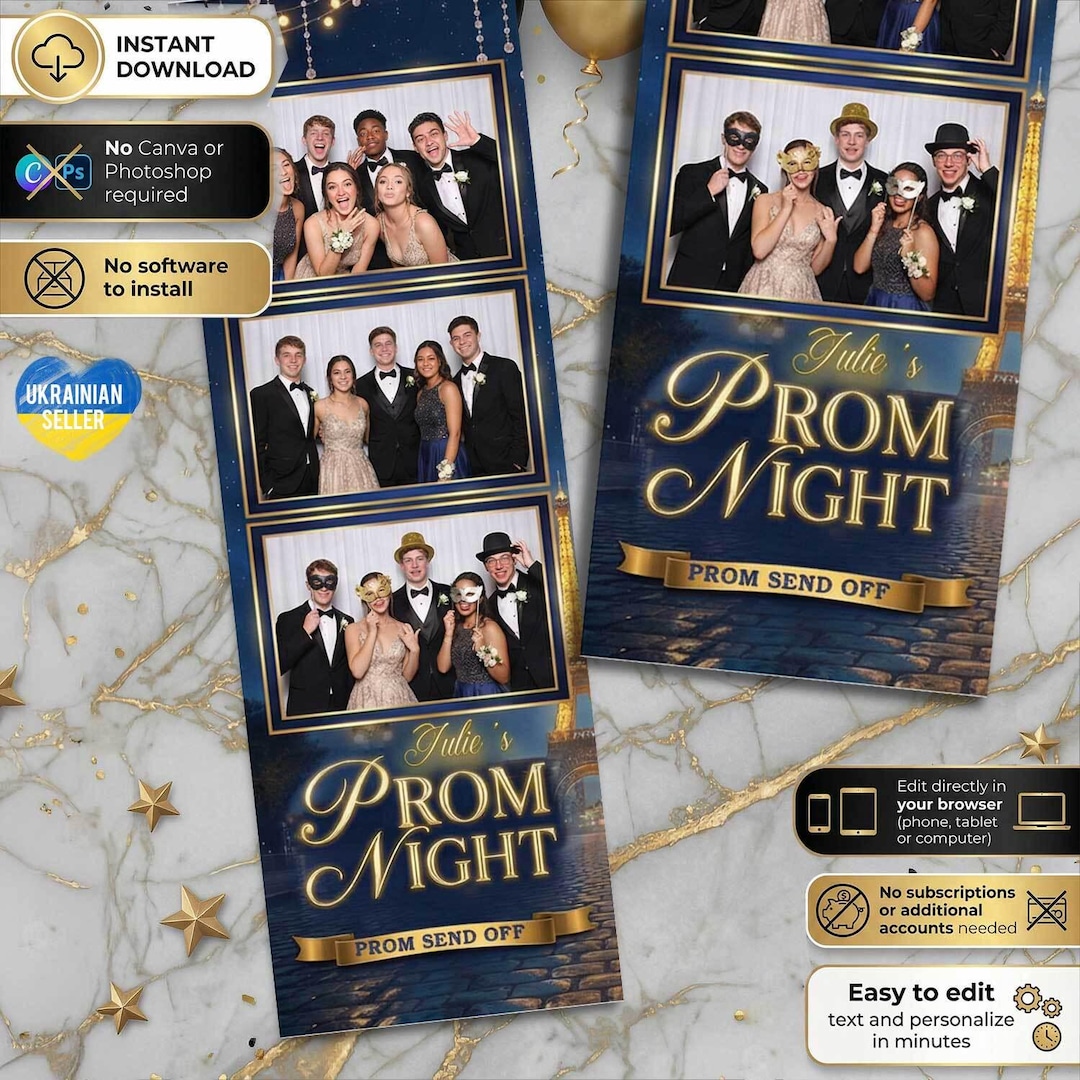 Paris Prom Night Photo Booth Template 2x6 Prom Send off Photobooth ...