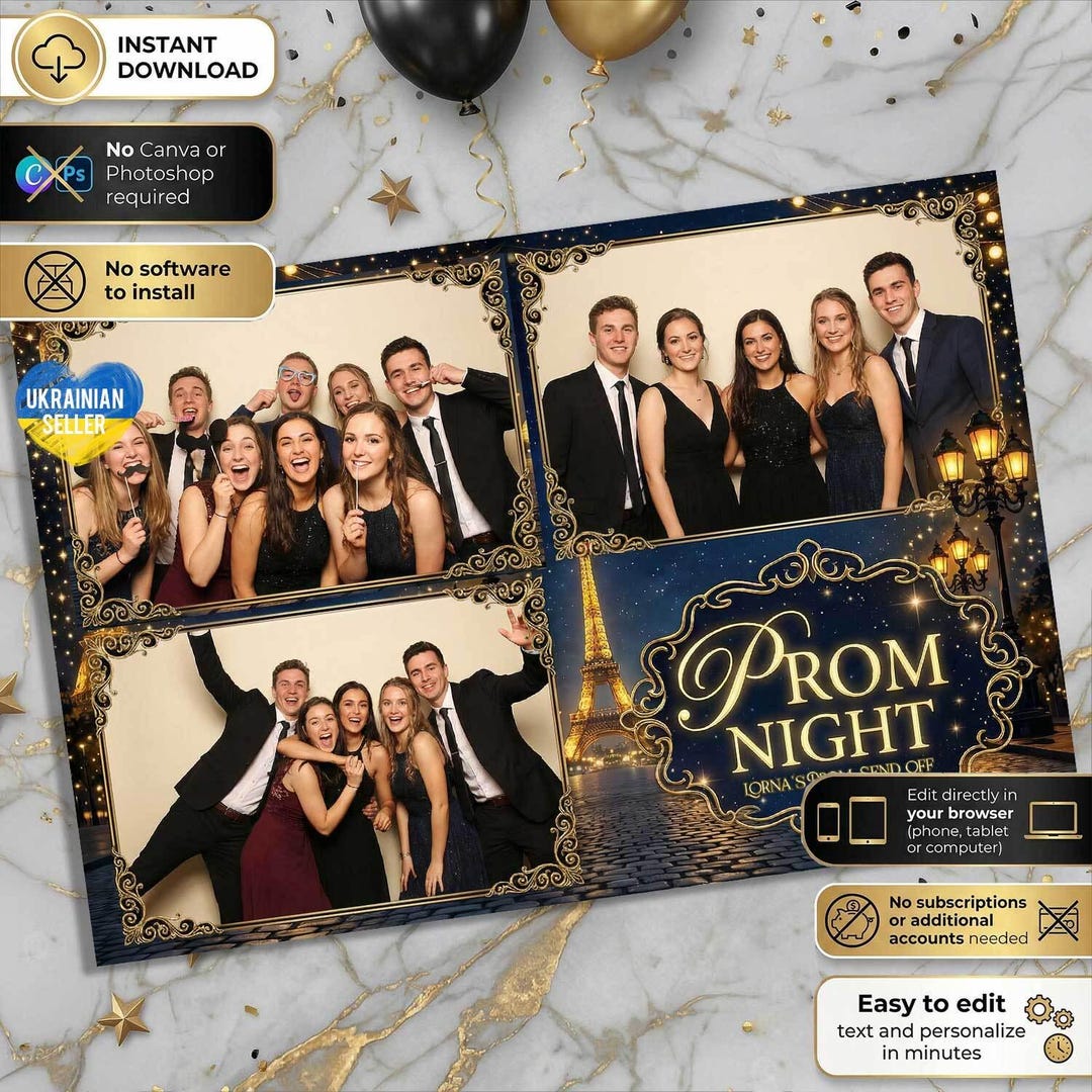 Paris Prom Night Photo Booth Template Prom Send off Photobooth Overlay ...