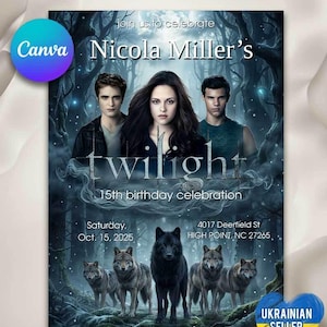 Twilight Birthday Invitation | Vampire Werewolf Party Invite | Teen ...